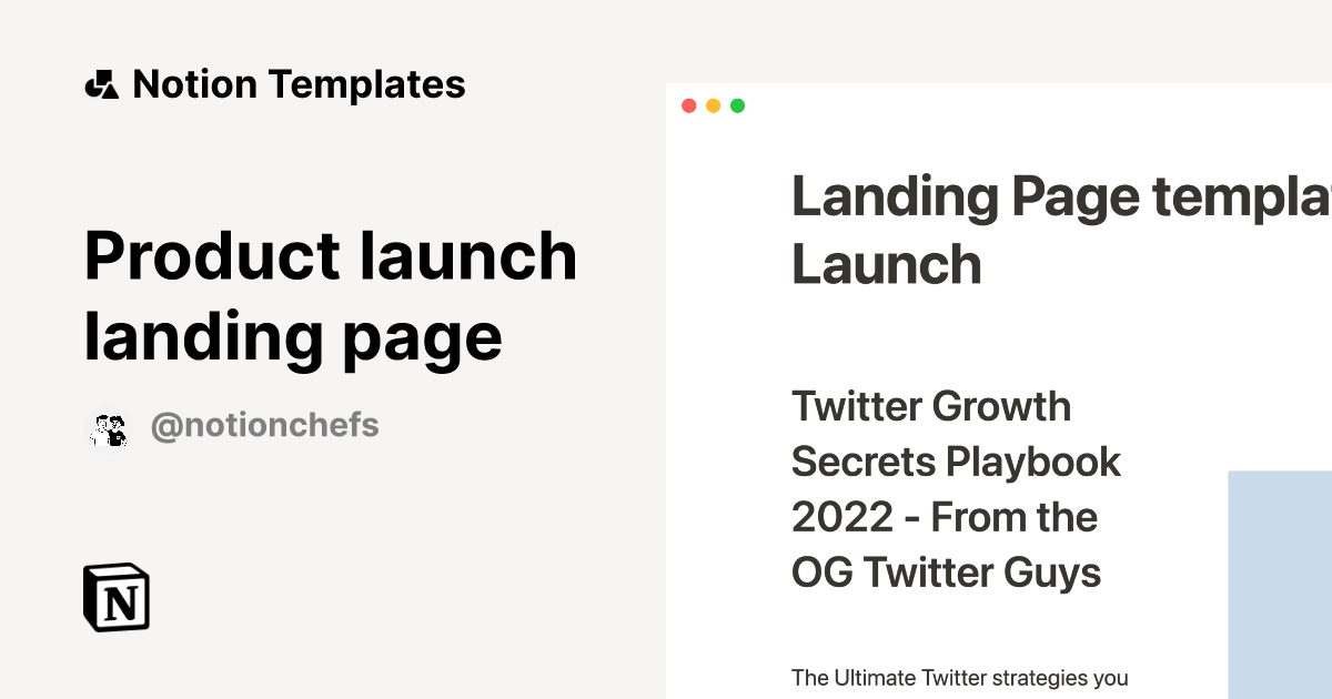 Product launch landing page Template by NotionChefs | Notion Marketplace