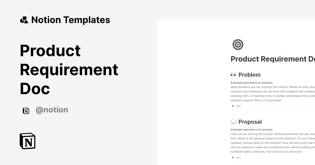 Product Requirement Doc 2025 Template | Notion Marketplace