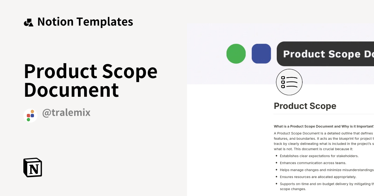 Product Scope Document Template by Tralemix | Notion Marketplace