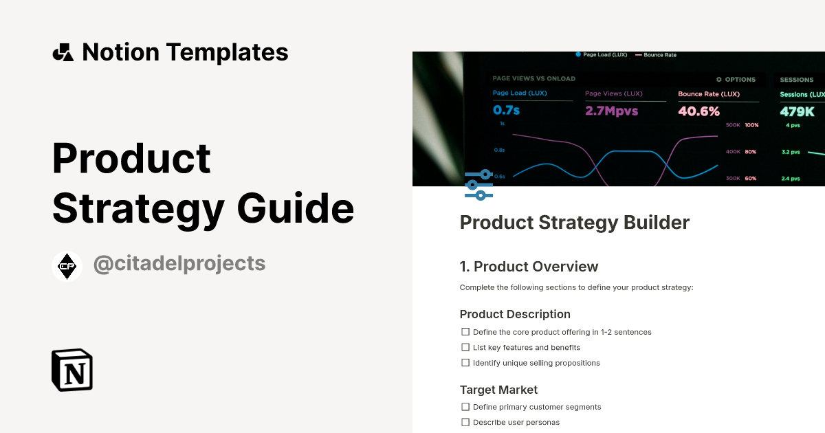 Product Strategy Guide Template by Citadel Projects | Notion Marketplace