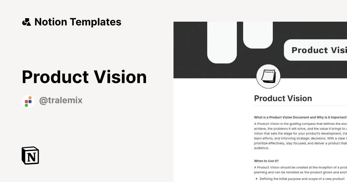 Product Vision Template | Notion Marketplace