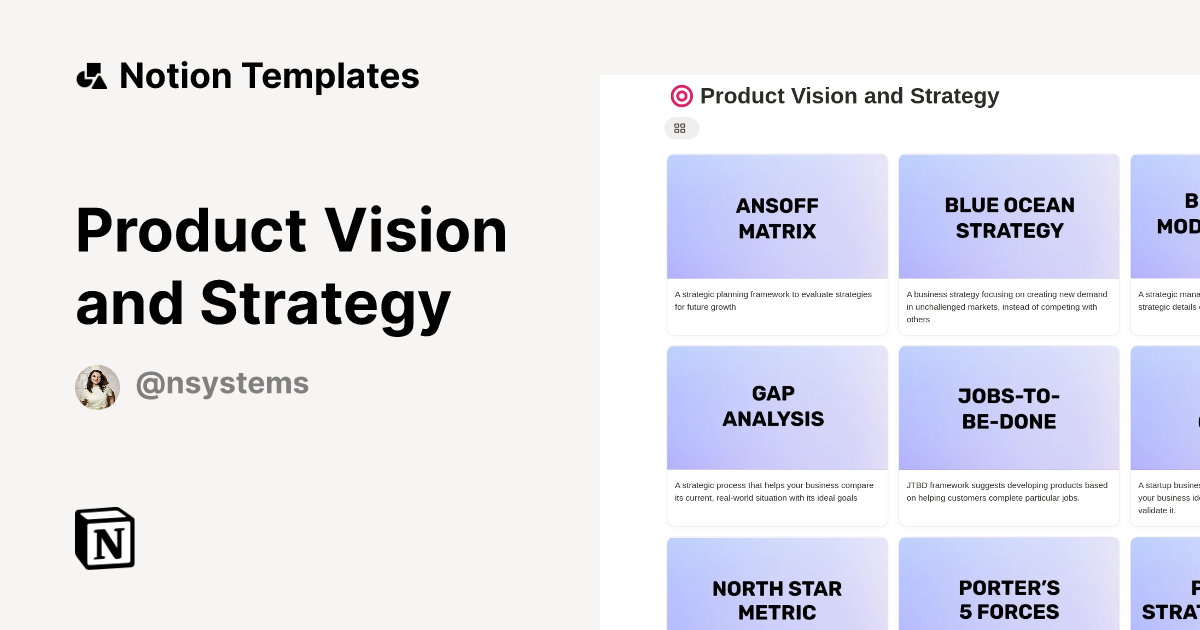 Product Vision and Strategy Template | Notion Marketplace