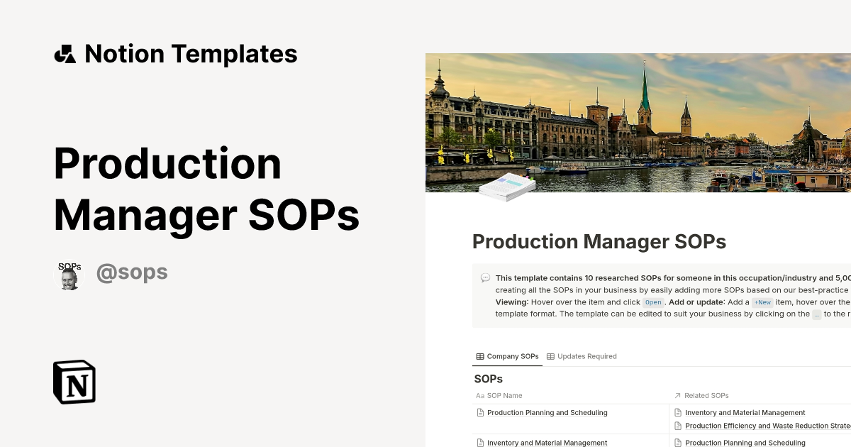 Production Manager SOPs Template by SOPs | Notion Marketplace