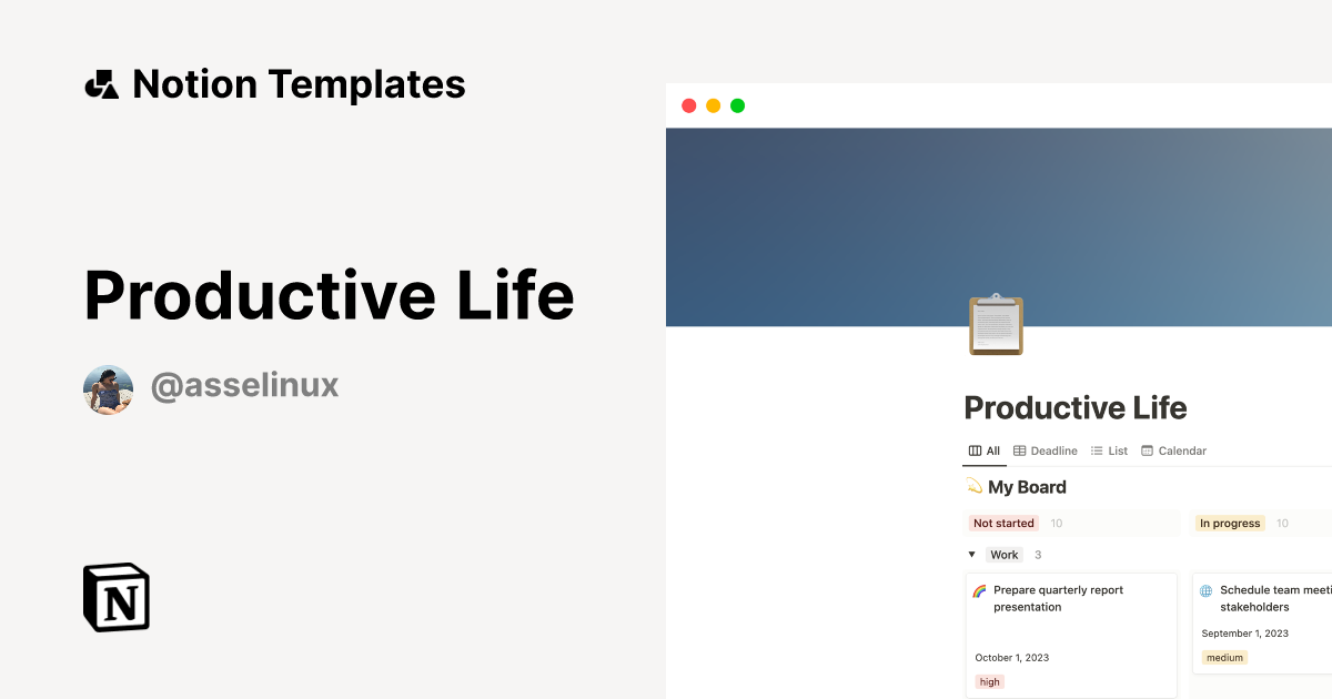 Productive Life Template | Notion Marketplace