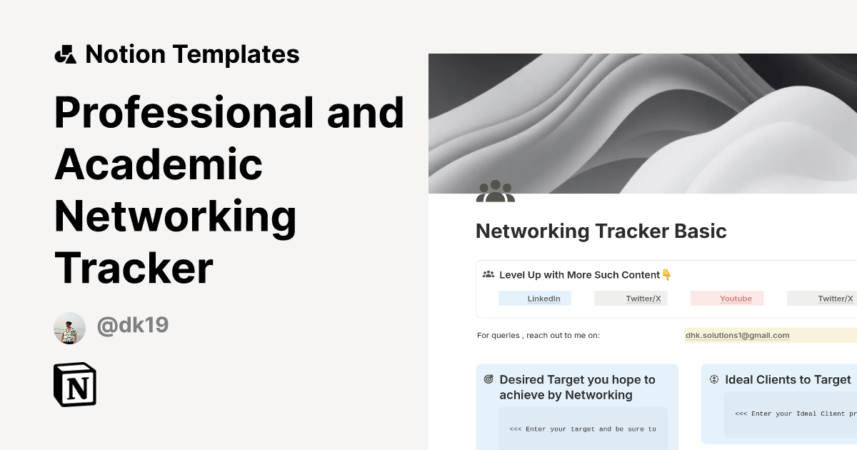 Professional and Academic Networking Tracker Template by Dhruv Kumar | Notion Marketplace