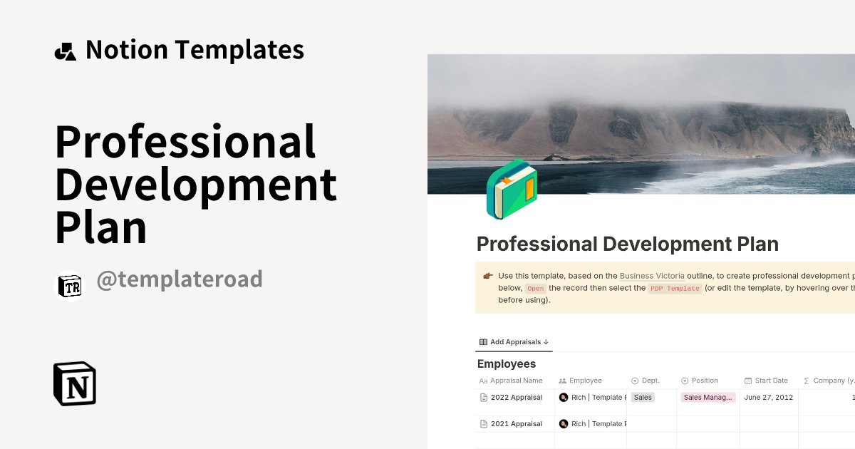 Professional Development Plan Template by Template Road | Notion ...