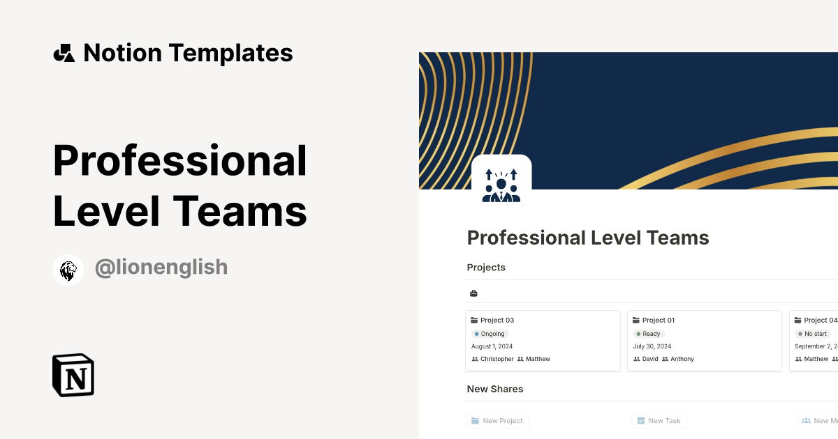 Professional Level Teams Template by Lion | Notion Marketplace