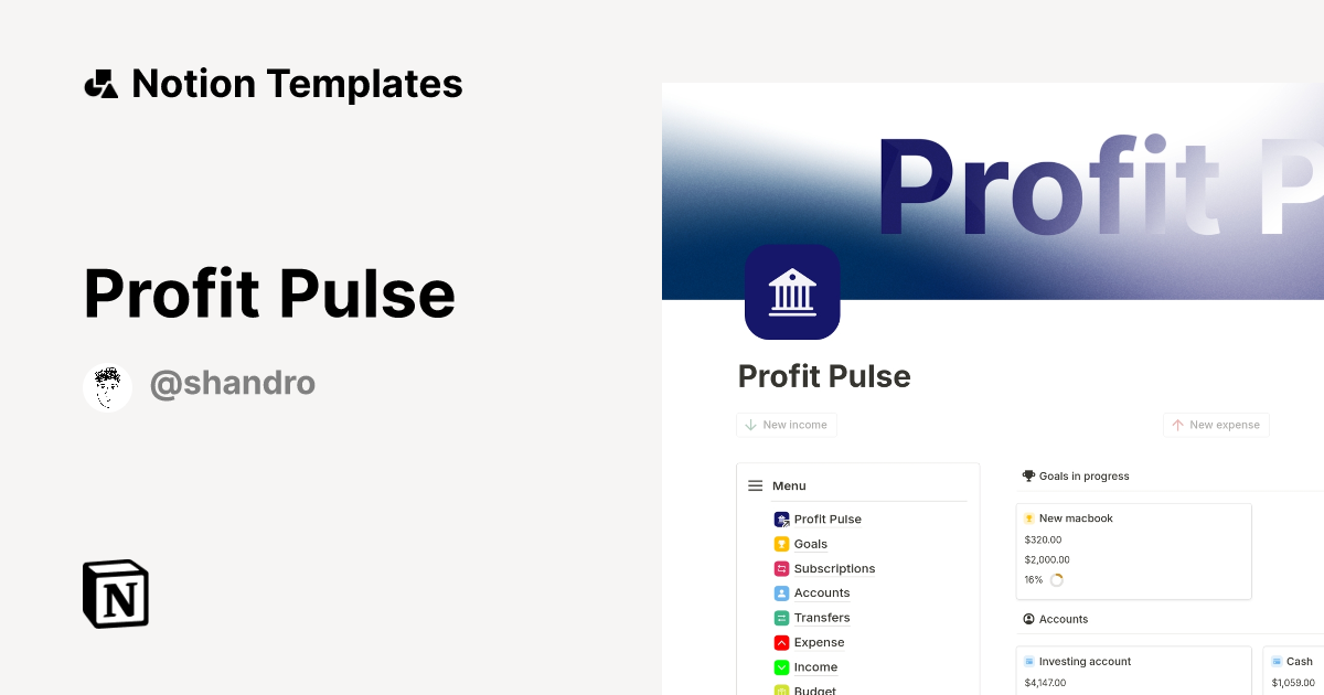 Profit Pulse Template | Notion Marketplace