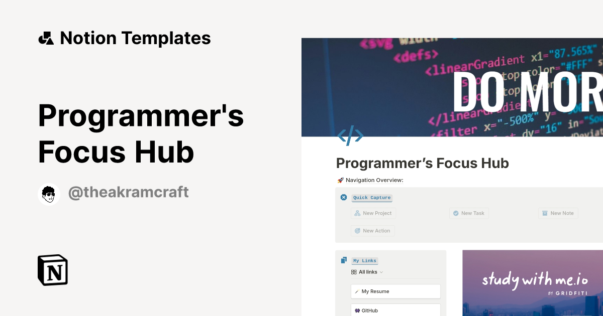 Programmer's Focus Hub Template | Notion Marketplace