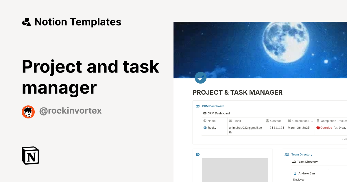 Project and task manager Template by Animehub | Notion Marketplace
