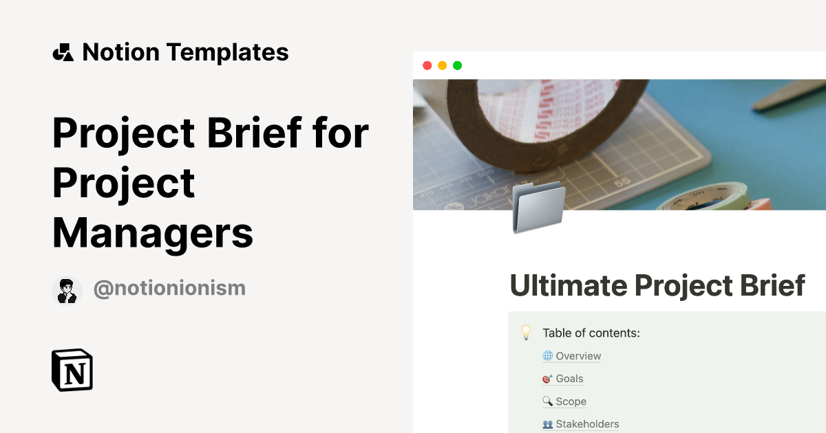 Project Brief for Project Managers Template by Notionionism | Notion Marketplace
