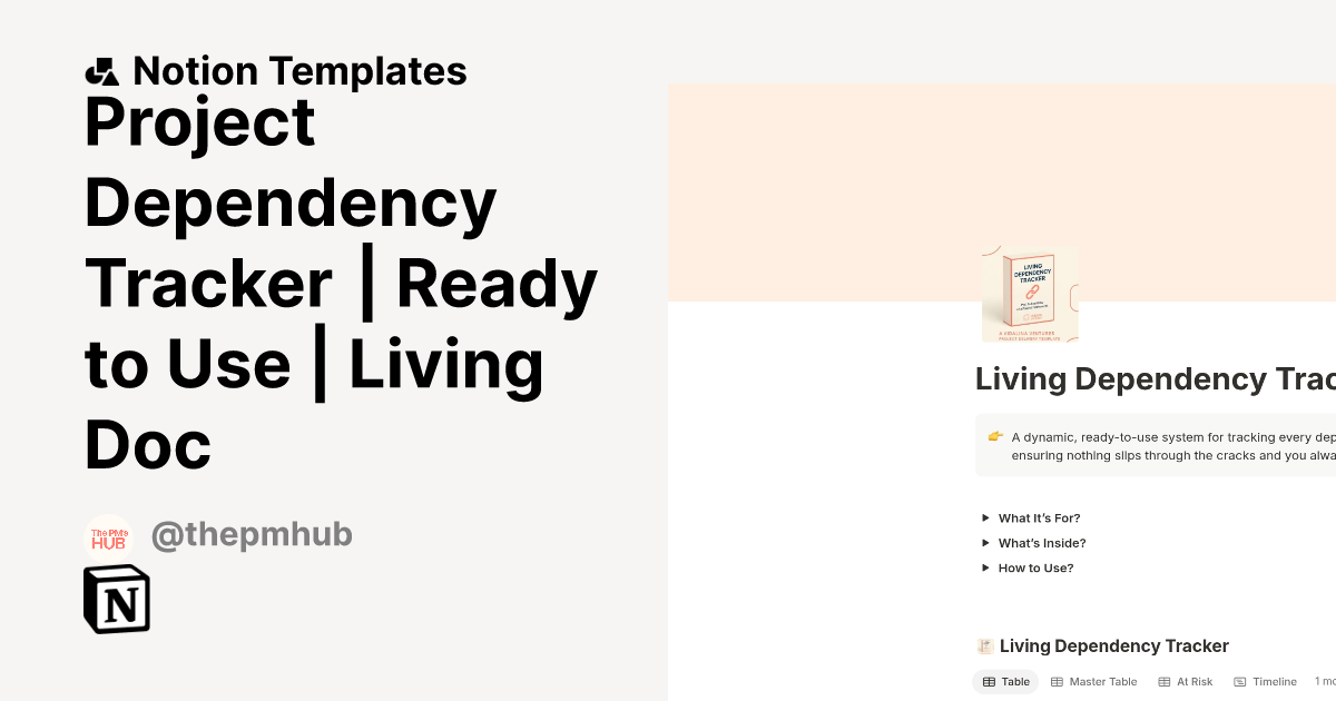 Project Dependency Tracker | Ready to Use | Living Doc Template by PM's Hub | Notion Marketplace