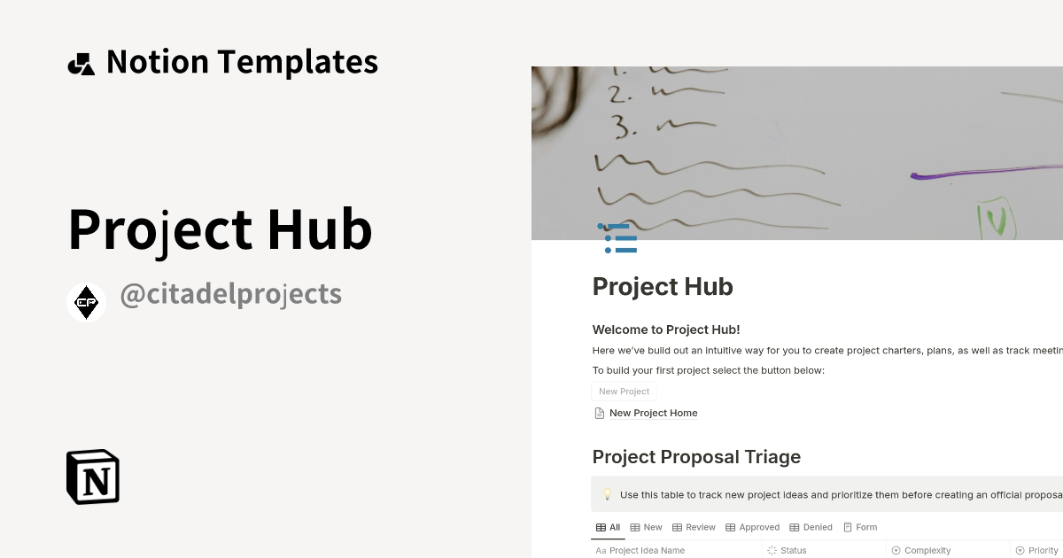 Project Hub Template | Notion Marketplace