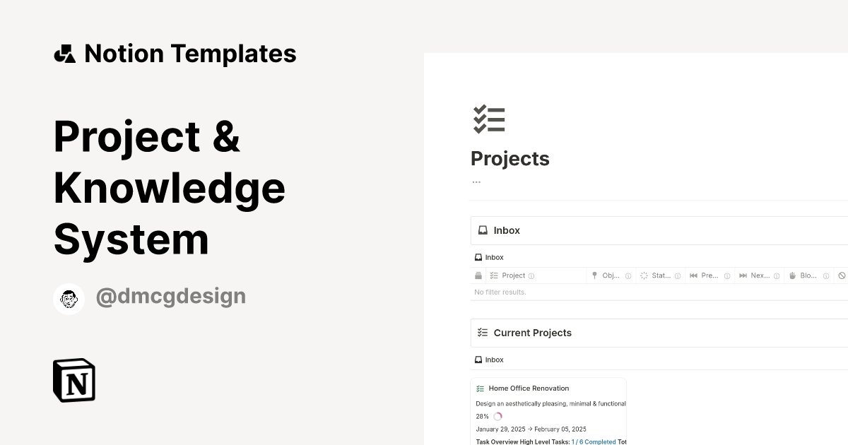 Project & Knowledge System Template | Notion Marketplace