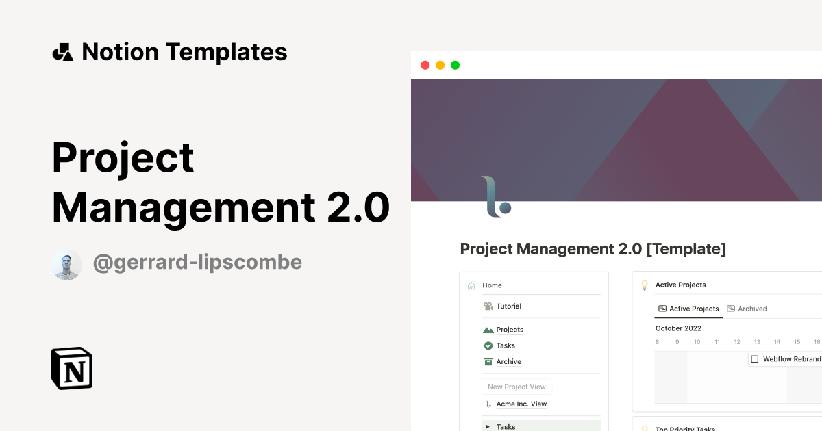 Project Management 2.0 Template | Notion Marketplace