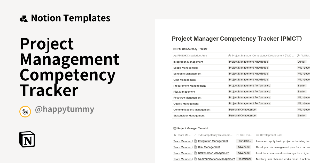 Project Management Competency Tracker Template | Notion Marketplace