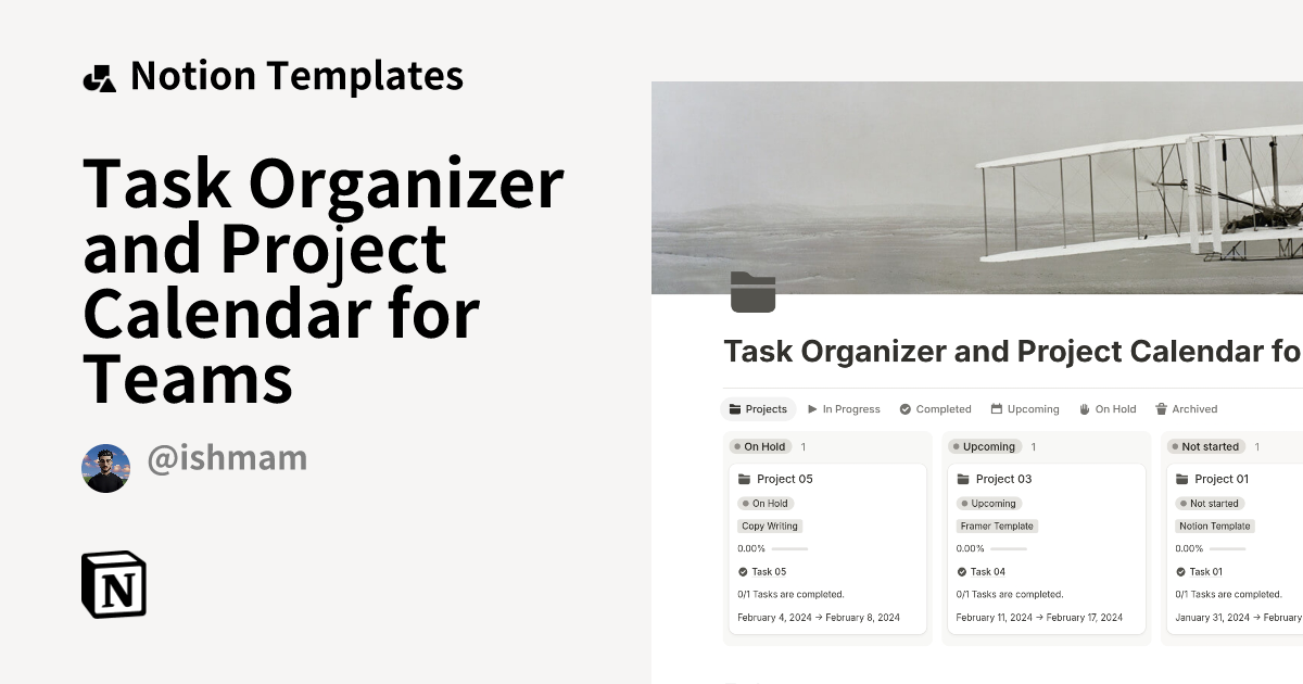 Task Organizer and Project Calendar for Teams Template by ryzer ...