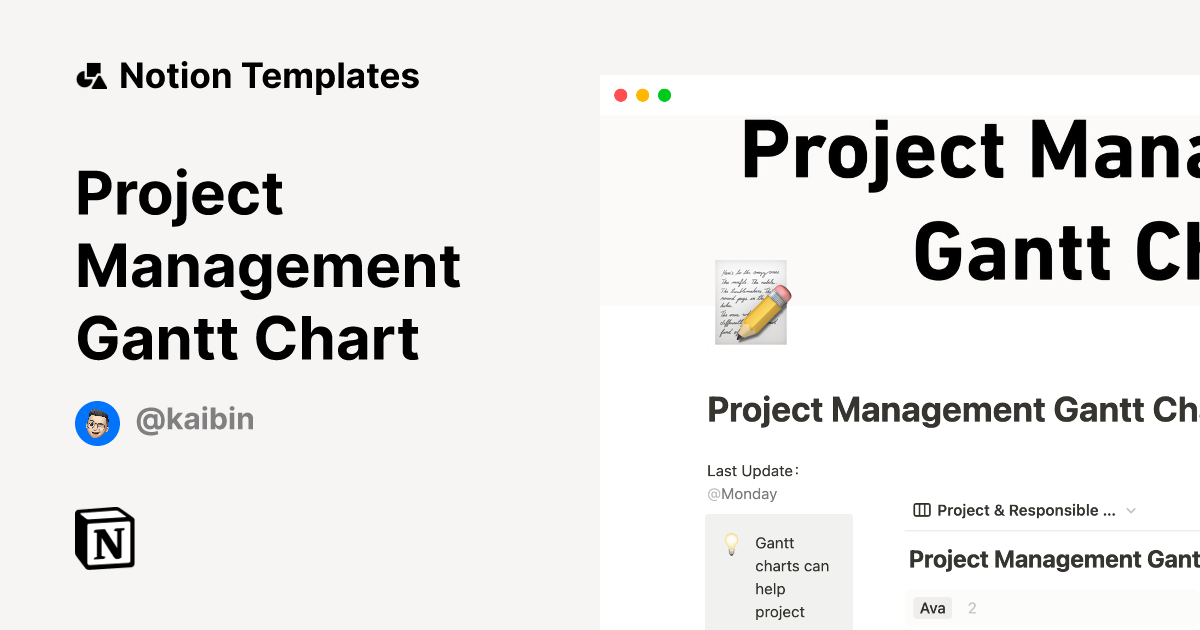 Project Management Gantt Chart Template | Notion Marketplace