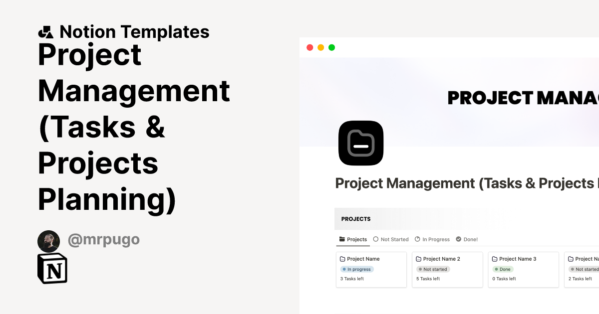 Project Management (Tasks & Projects Planning) Template | Notion Marketplace