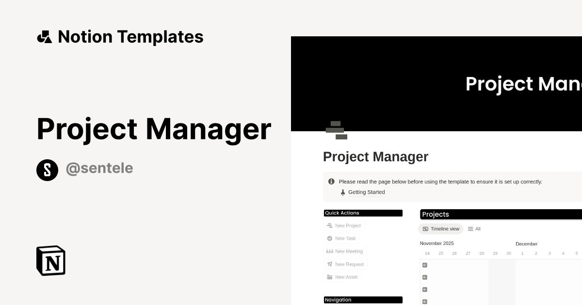 Project Manager Template | Notion Marketplace