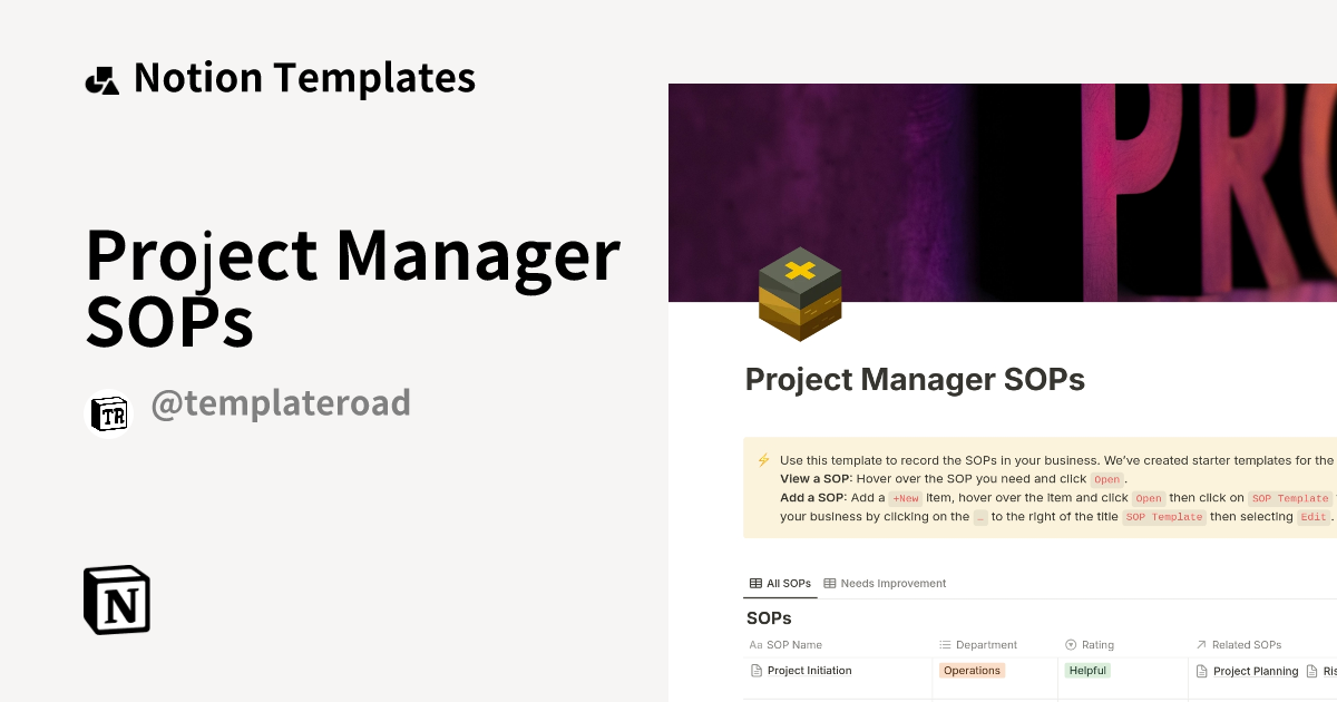 Project Manager SOPs Template | Notion Marketplace