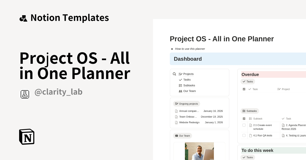 Project OS - All in One Planner Template | Notion Marketplace