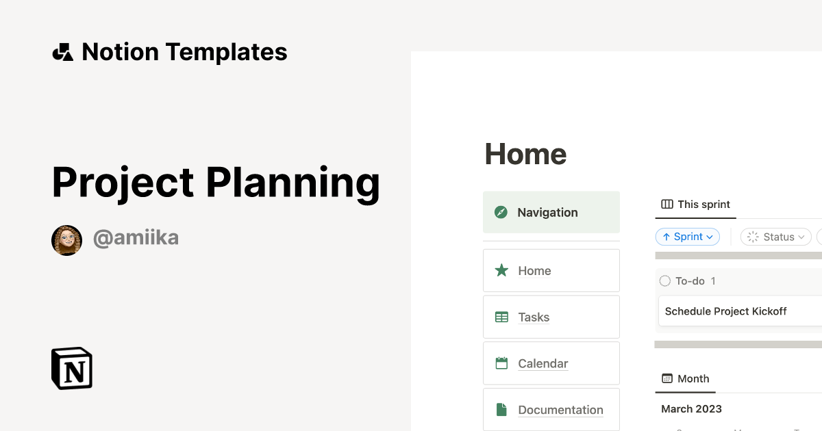 Project Planning Template by Amiika | Notion Marketplace