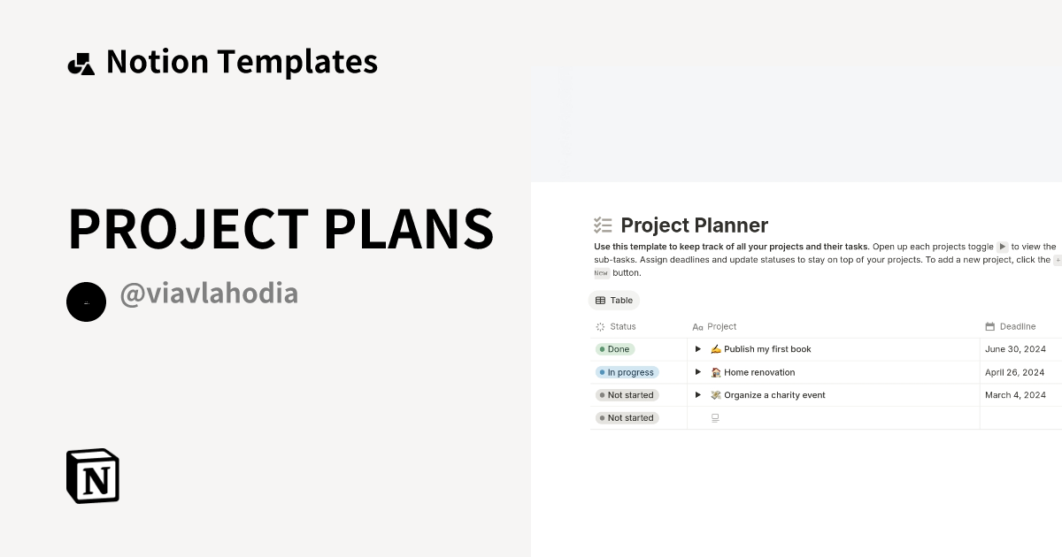 PROJECT PLANS Template | Notion Marketplace