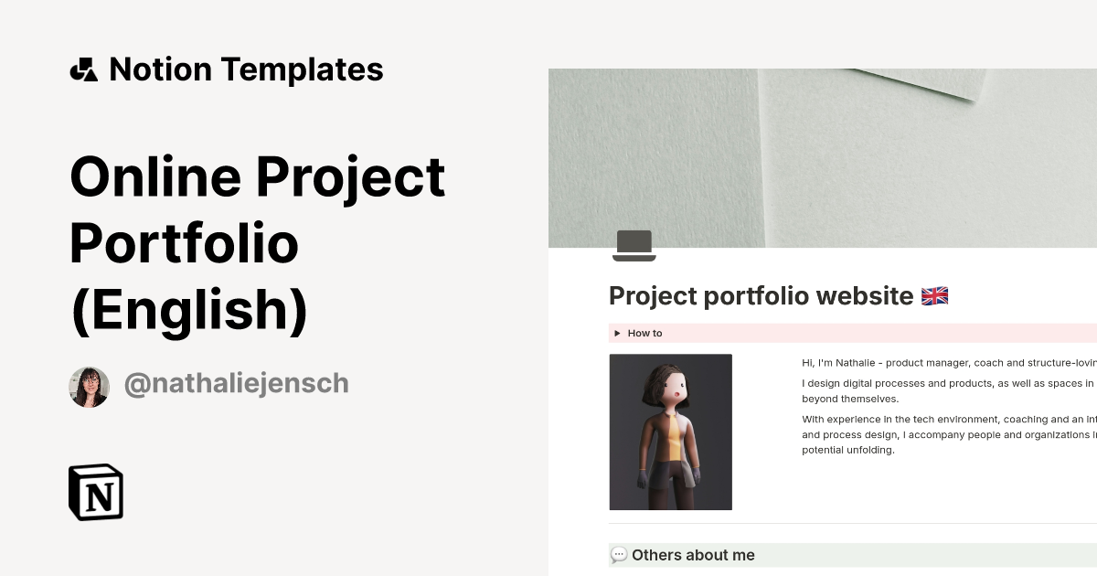 Online Project Portfolio (English) Template by Nathalie Jensch | Notion ...