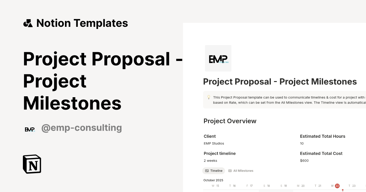 Project Proposal - Project Milestones Template | Notion Marketplace