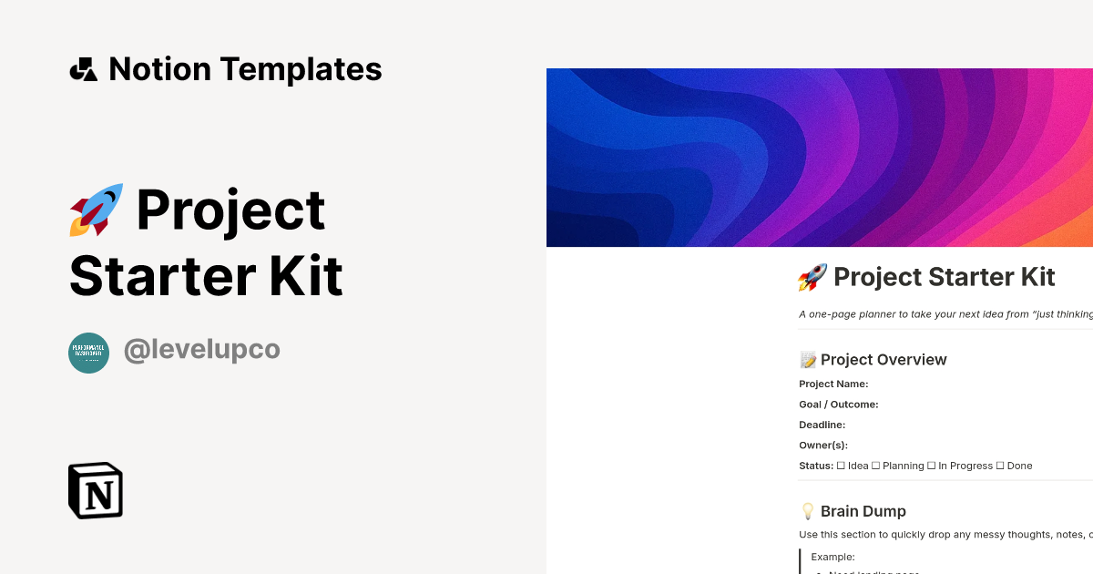🚀 Project Starter Kit Template | Notion Marketplace