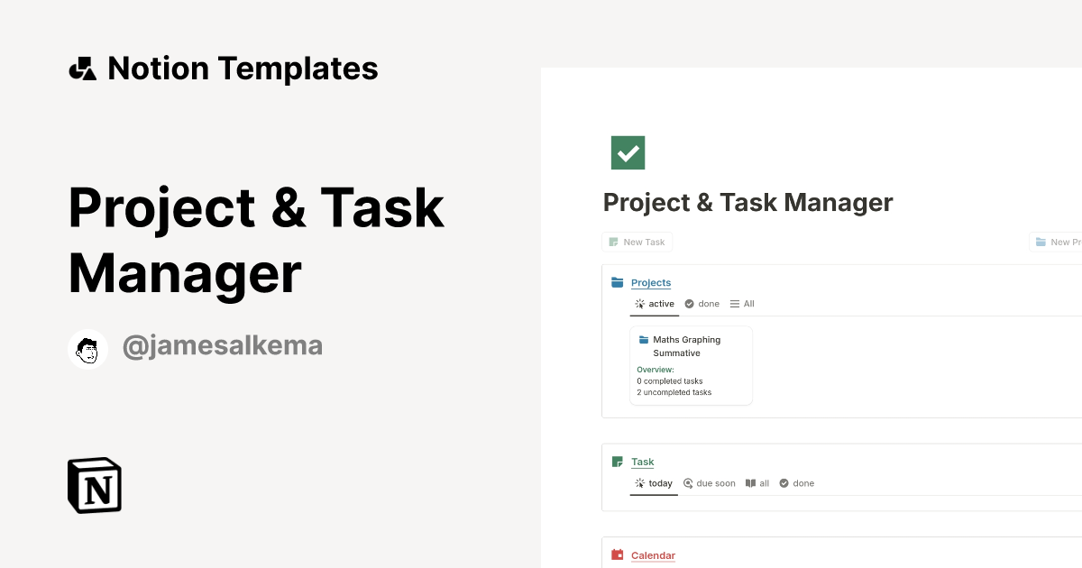 Project & Task Manager Template | Notion Marketplace