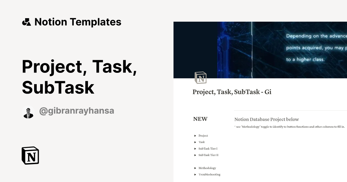 Project, Task, SubTask Template | Notion Marketplace