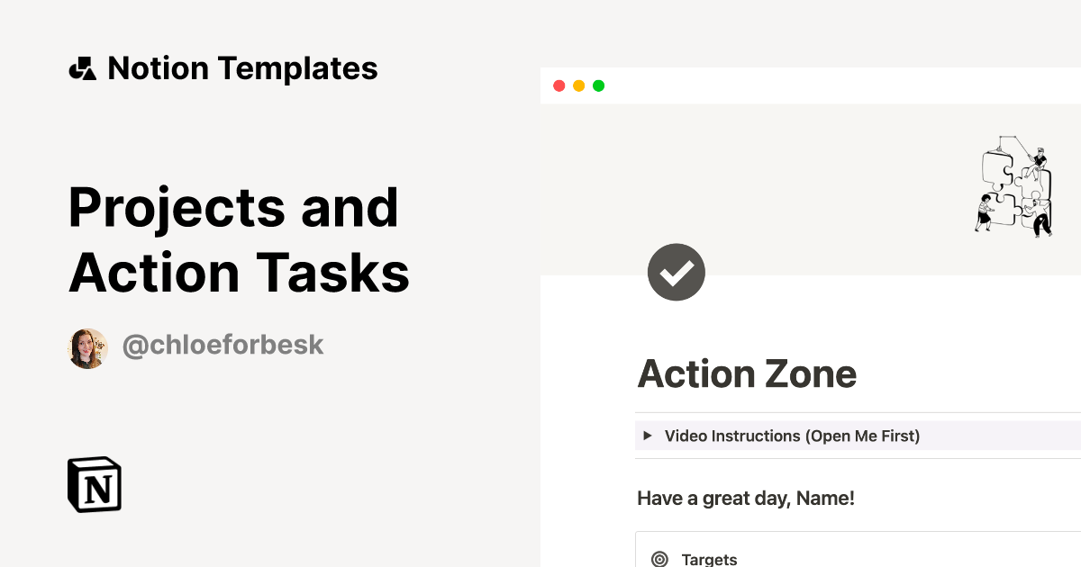 Projects and Action Tasks Template | Notion Marketplace