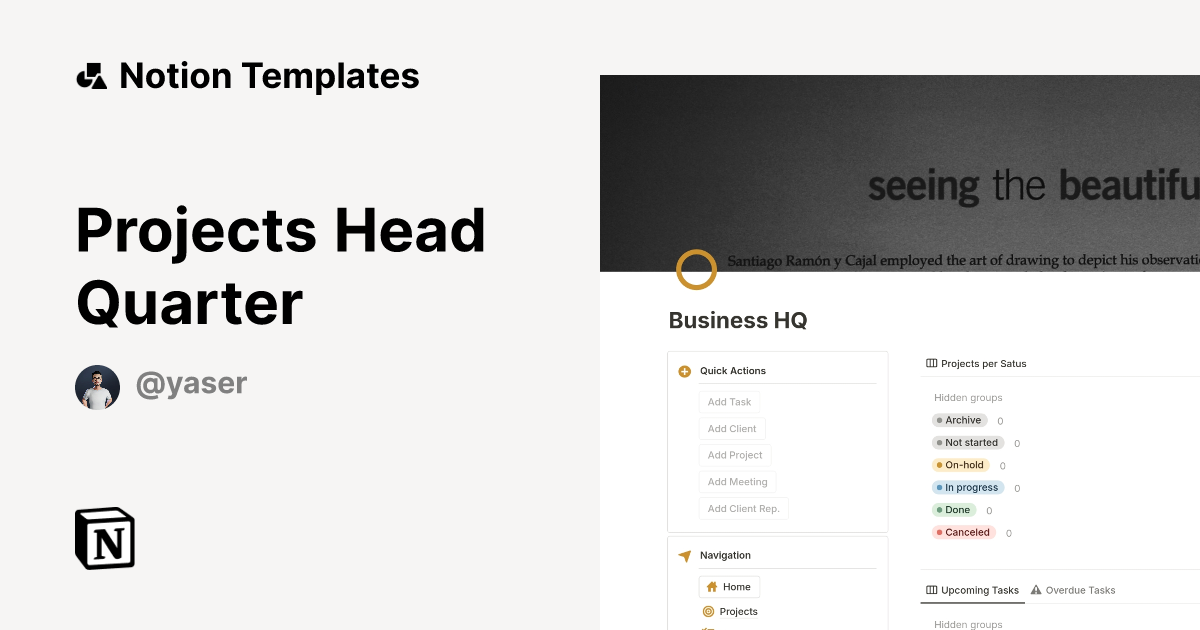 Projects Head Quarter Template | Notion Marketplace