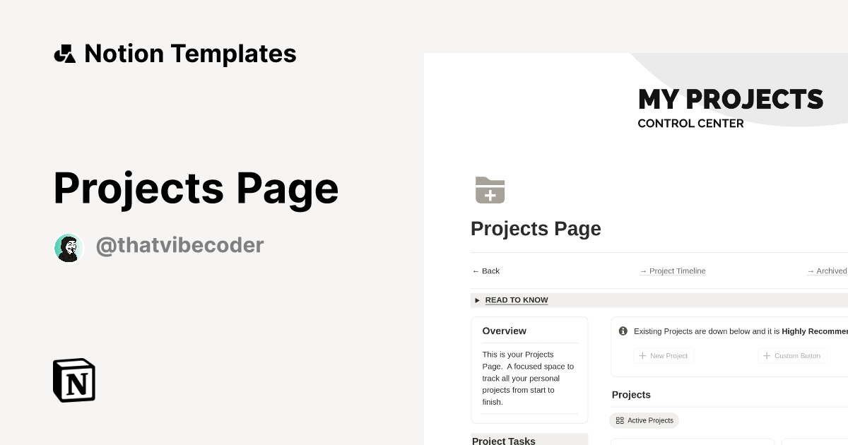 Projects Page Template by That Vibe Coder | Notion Marketplace