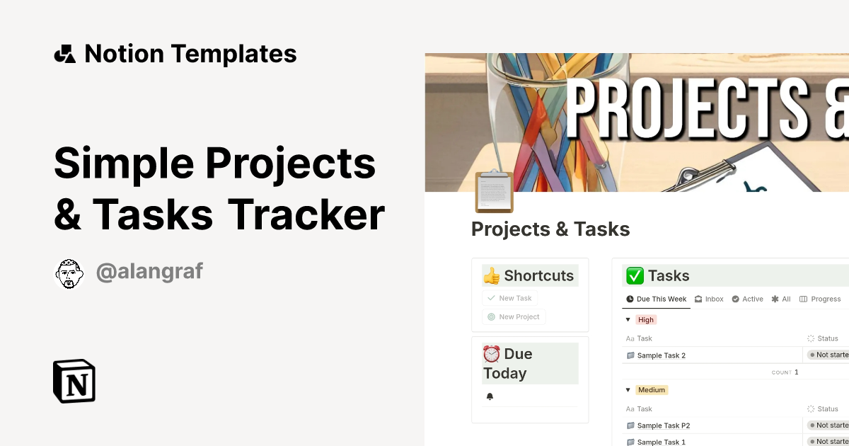 Simple Projects & Tasks Tracker Template by Alan Graf | Notion Marketplace