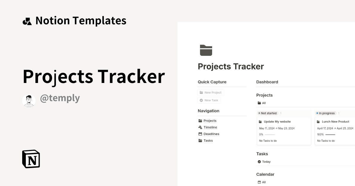 Projects Tracker Template by Temply | Notion Marketplace