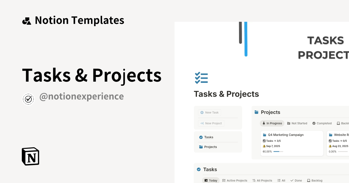 Tasks & Projects Template | Notion Marketplace