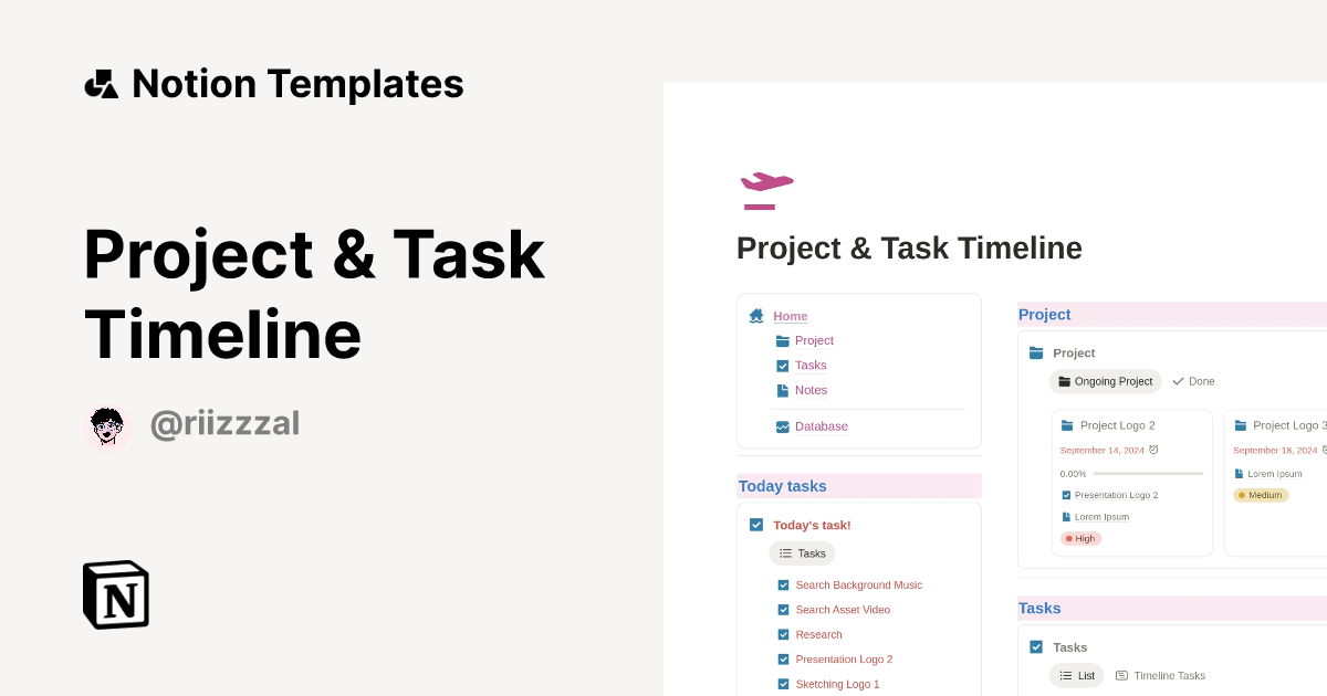 Project & Task Timeline Template by riizzzal | Notion Marketplace
