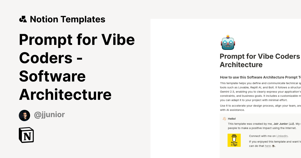 Prompt for Vibe Coders - Software Architecture Template by Jair Junior ...