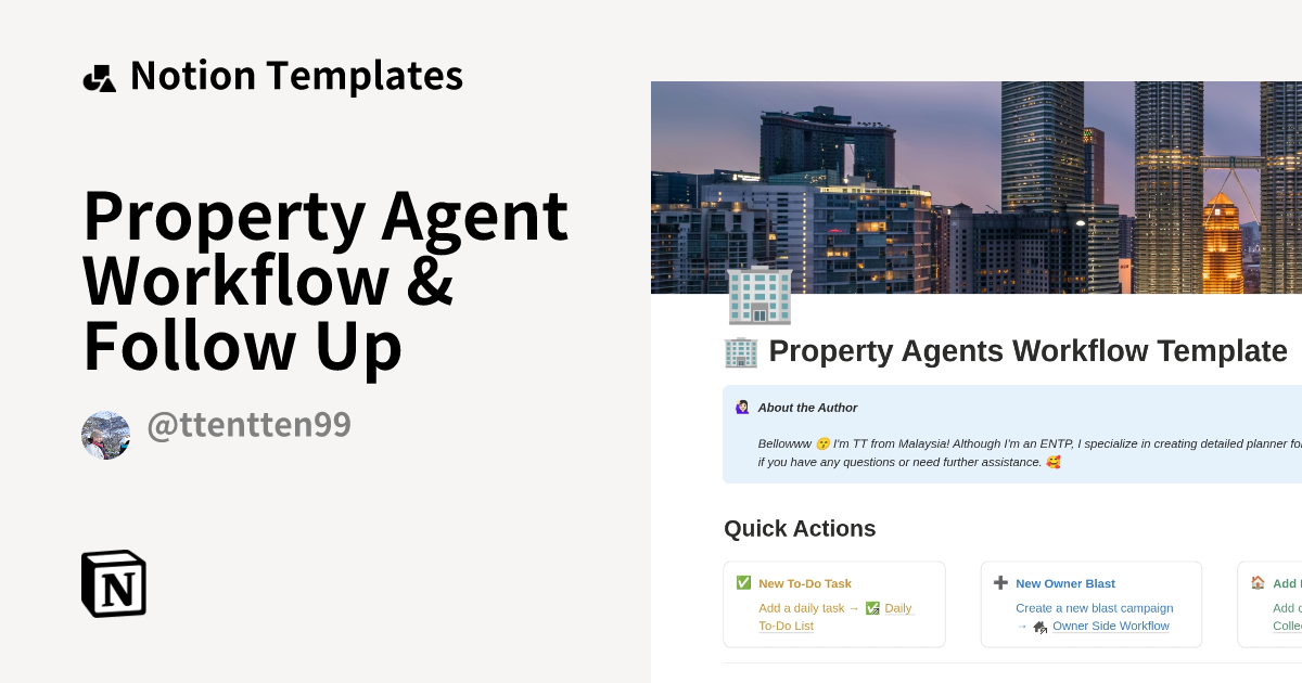 Property Agent Workflow & Follow Up Template | Notion Marketplace