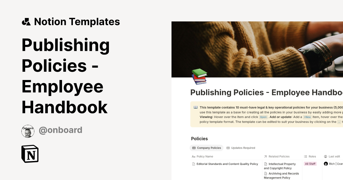 Publishing Policies - Employee Handbook Template | Notion Marketplace