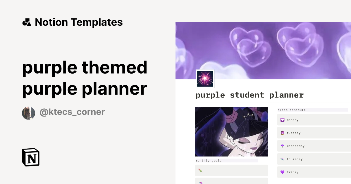purple themed purple planner Template by kt