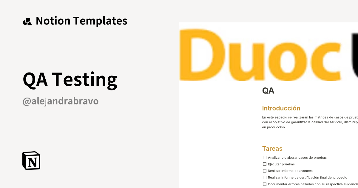 Qa Testing Template Notion Marketplace
