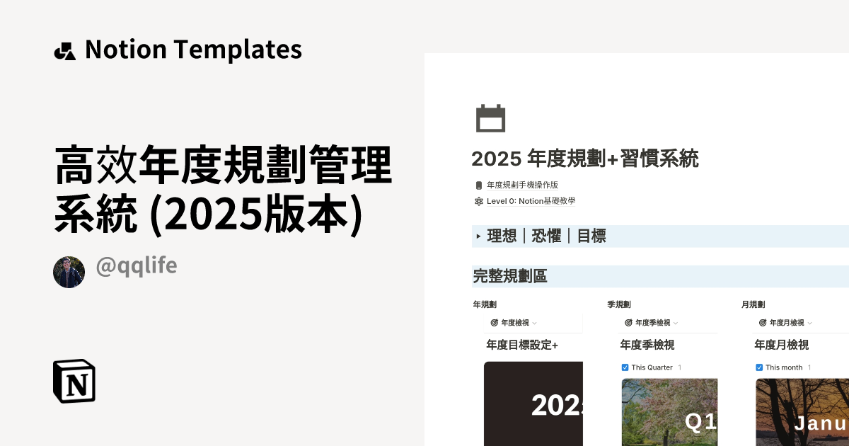 高效年度規劃管理系統 (2025版本) Template | Notion Marketplace