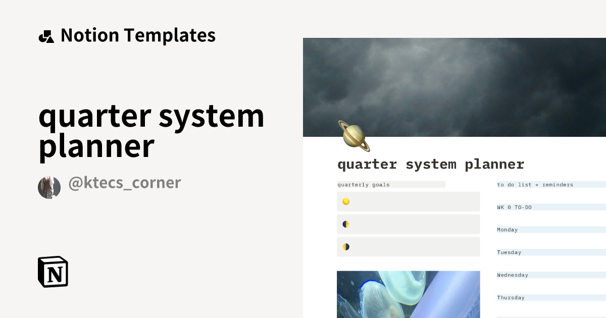 quarter system planner Template by kt