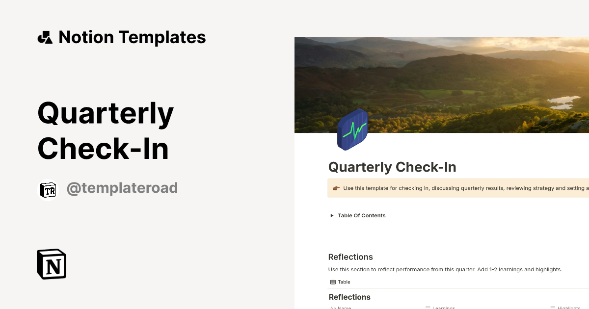 Quarterly Check-In Template by Template Road | Notion Marketplace
