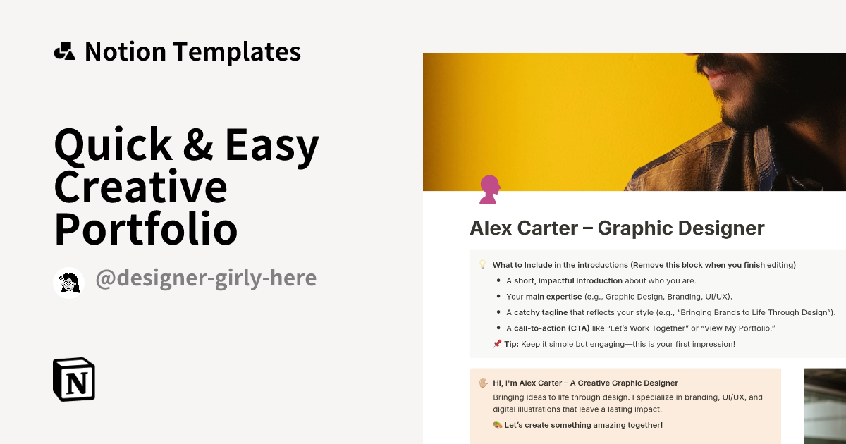 Quick & Easy Creative Portfolio Template by Dami | Organized by Design ...