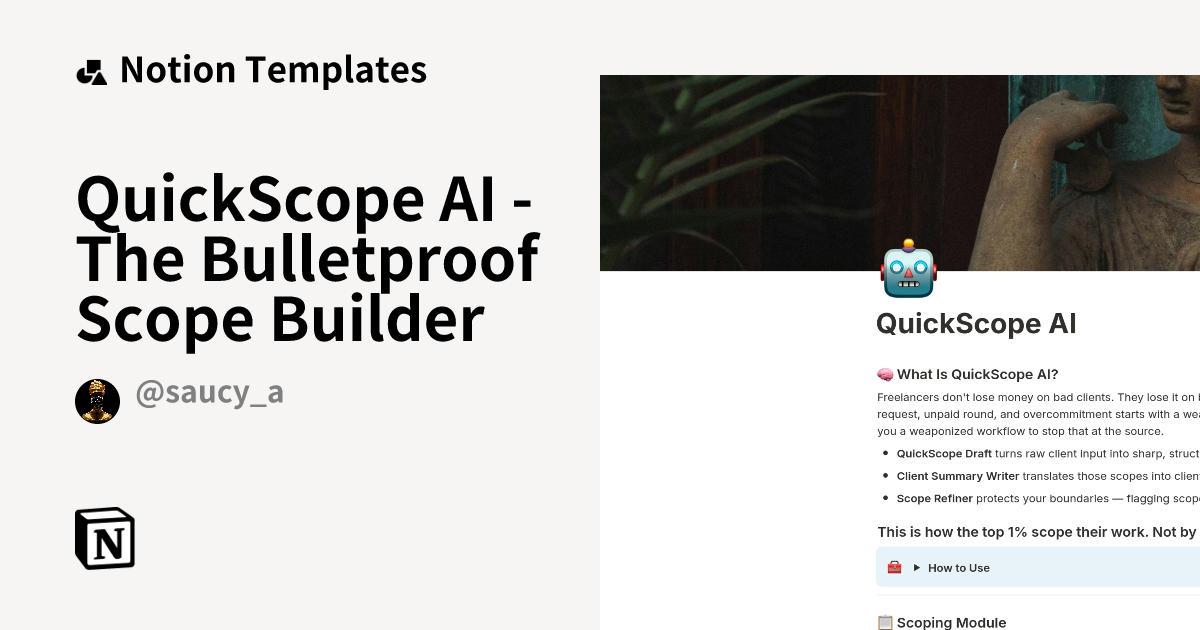 QuickScope AI - The Bulletproof Scope Builder Template by Saurabh ...